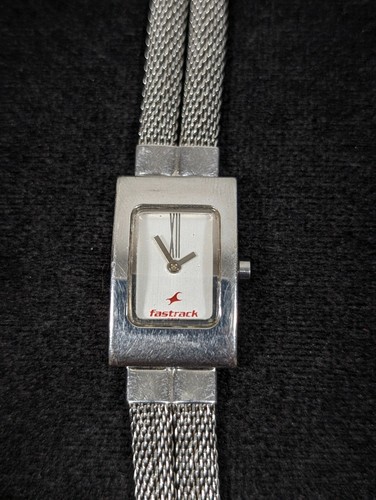 Fastrack Womens Silver Tone Tank Watch Double Mesh Chain Band 6 inch | eBay