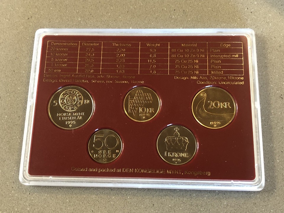 NORWAY 5 Uncirculated Coins 1995 Coin Set from the Royal Mint | eBay