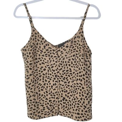 Sanctuary cheetah print button front Strappy cami style blouse top ...