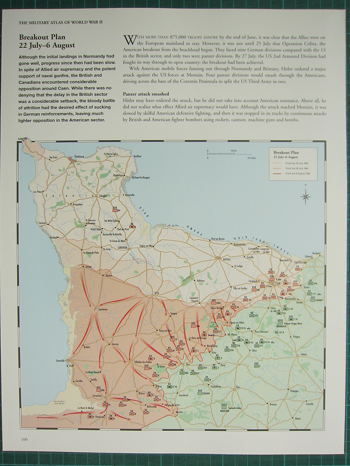 WW2 Seconde Guerre Mondiale Carte ~ Breakout Plan 22 JUL-6 Aug Avant ...