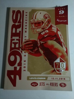 2016 49ers Gameday Magazine. Game 9 Jets vs 49ers on 12/11/16. | eBay