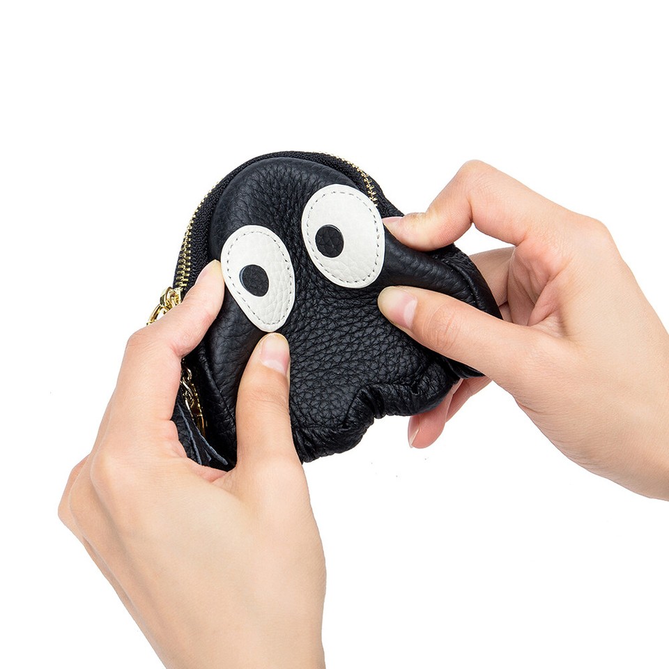 Cartoon Ghost Cute Genuine Leather Coin Purse Mini Change Pouch with ...