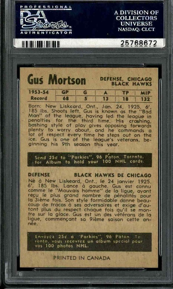 1954 Parkhurst #81 Gus Mortson - PSA 8 | eBay