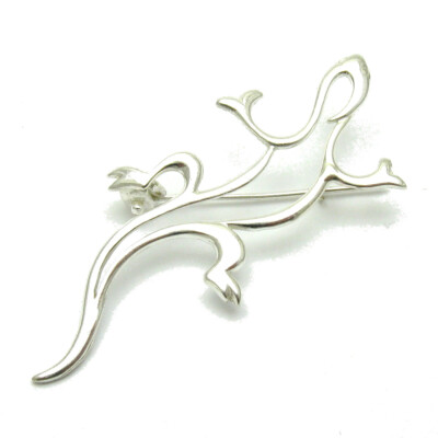Sterling Silver Long Brooch Gecko Salamander Lizard Genuine Solid ...