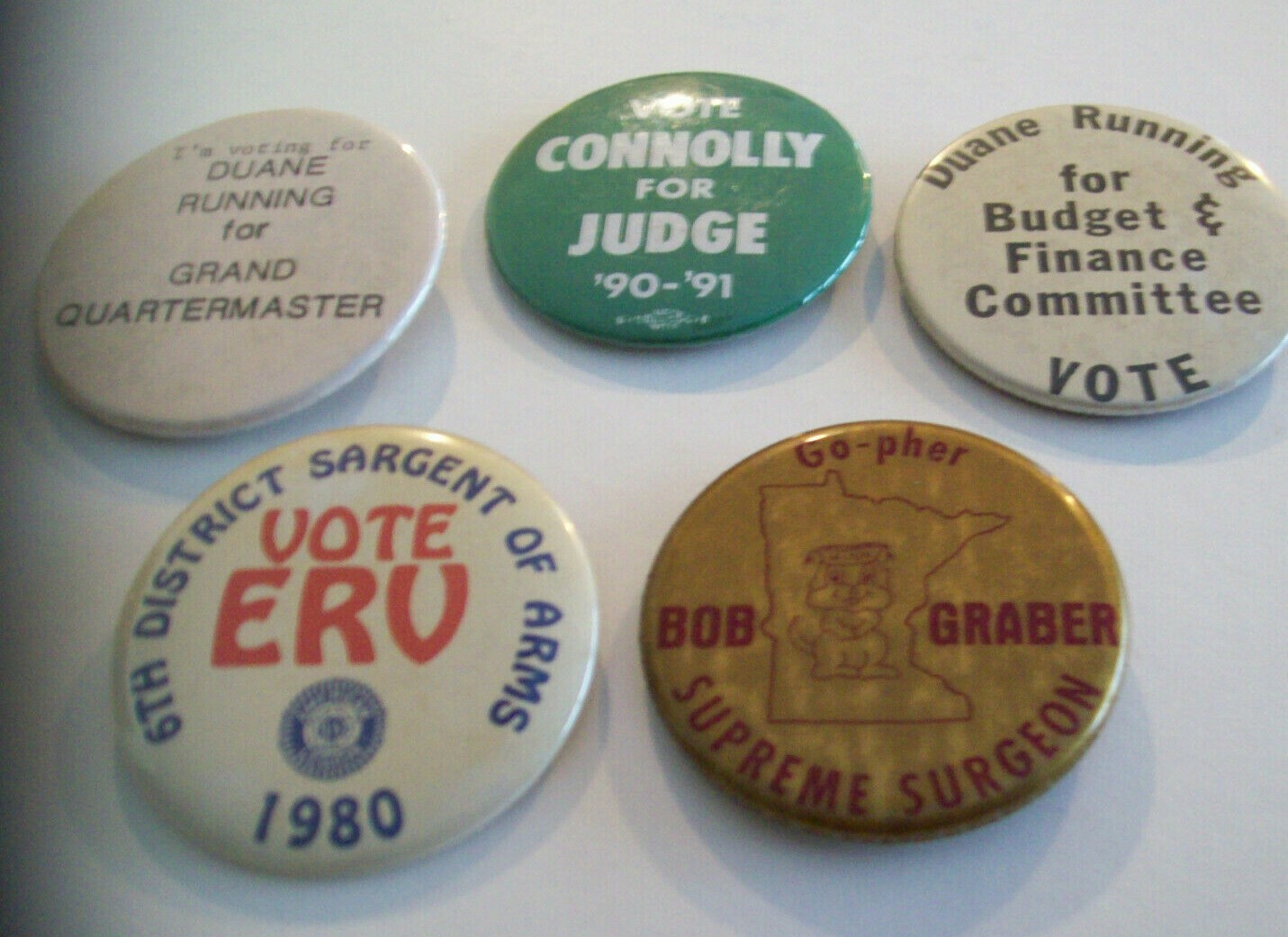 5 PINBACK BUTTONS CONNOLLY 90-91 DUANE GRABER DUANE ERV 1980 | eBay