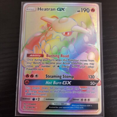 Heatran GX 238/236 NM- Rainbow Secret Rare Holo- Unified Minds- Pokemon ...