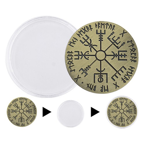 Viking Compass Bronze Coin Lucky Medal Guided Right Way Challenge Coin ...
