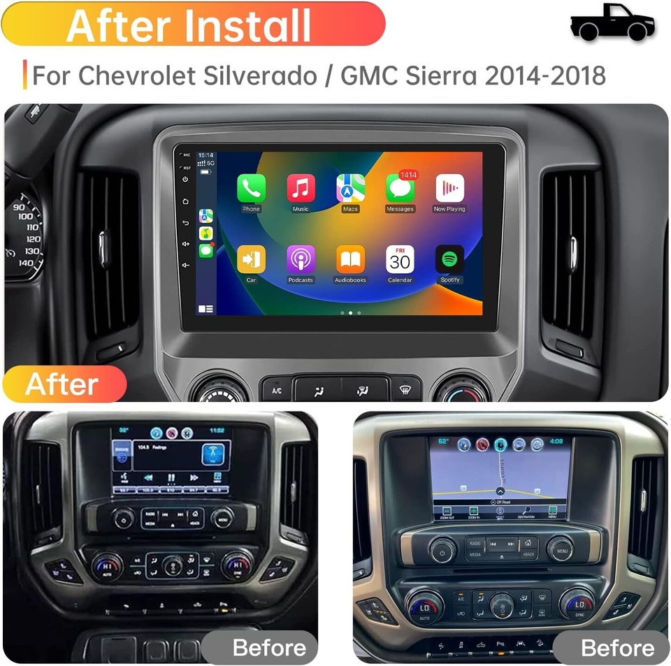 For 2014-2018 Chevrolet Silverado & GMC Sierra GPS Car Radio Android 12 ...