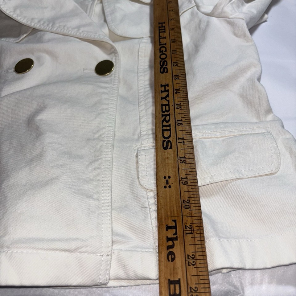 Ann Taylor Double-Breasted Trench Jacket Gold Button- Off-White, Size L ...