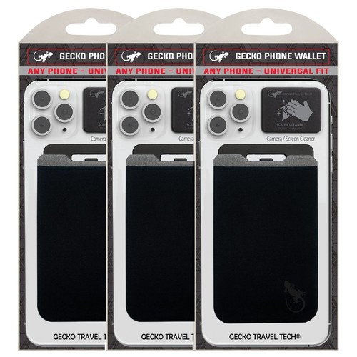 3 Pack Gecko Phone Wallet Stick on with Stand - Phone Wallet Cellphone ...