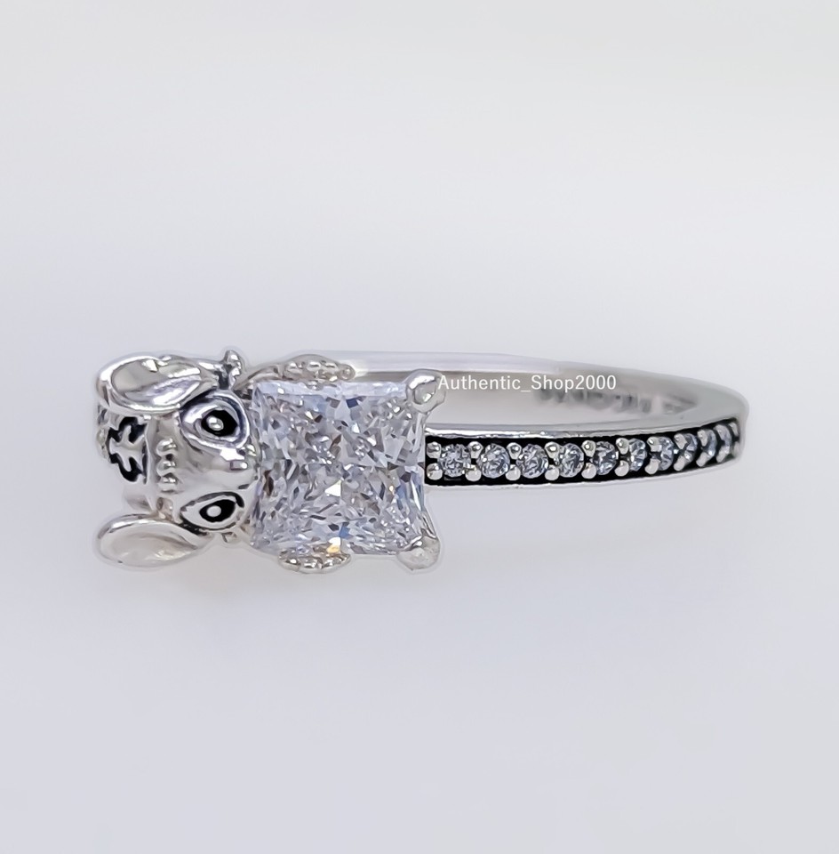 New 100% Authentic 925 PANDORA X DISNEY Playful Stitch & Stone Ring ...