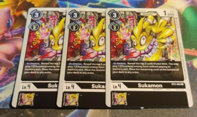 x3 Digimon SUKAMON BT3-063 Black Common TCG | eBay