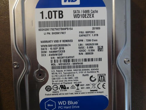 Western Digital WD10EZEX-08WN4A0 DCM:HANNHT2CEB 1.0TB 3.5" Sata hard ...