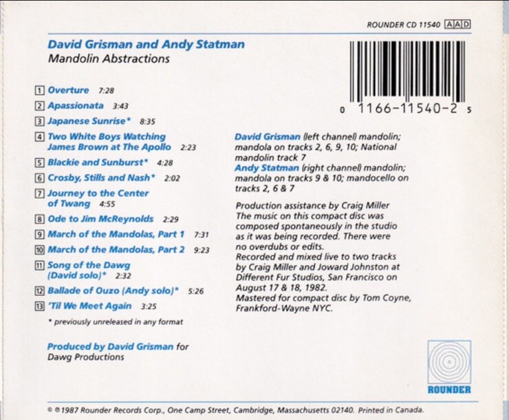 David Grisham - Mandolin Abstractions (CD 1987 Rounder Records) | eBay