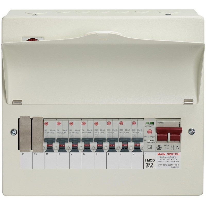 Wylex Consumer Unit SPD Surge Protected Metal Board Main Switch ...