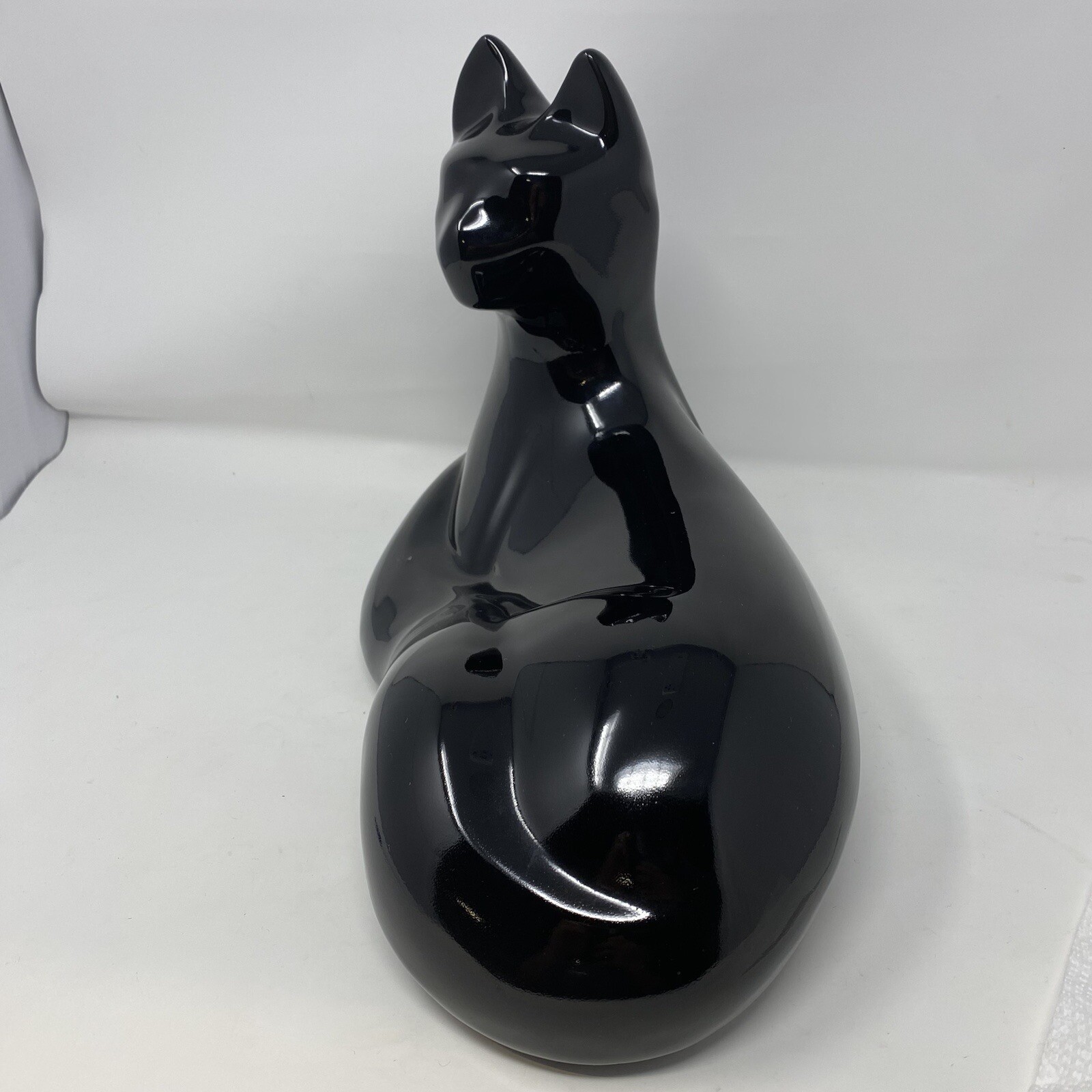 Vtg Haeger Black Ceramic Cat Sculpture Figure MCM Modernist Art Deco ...