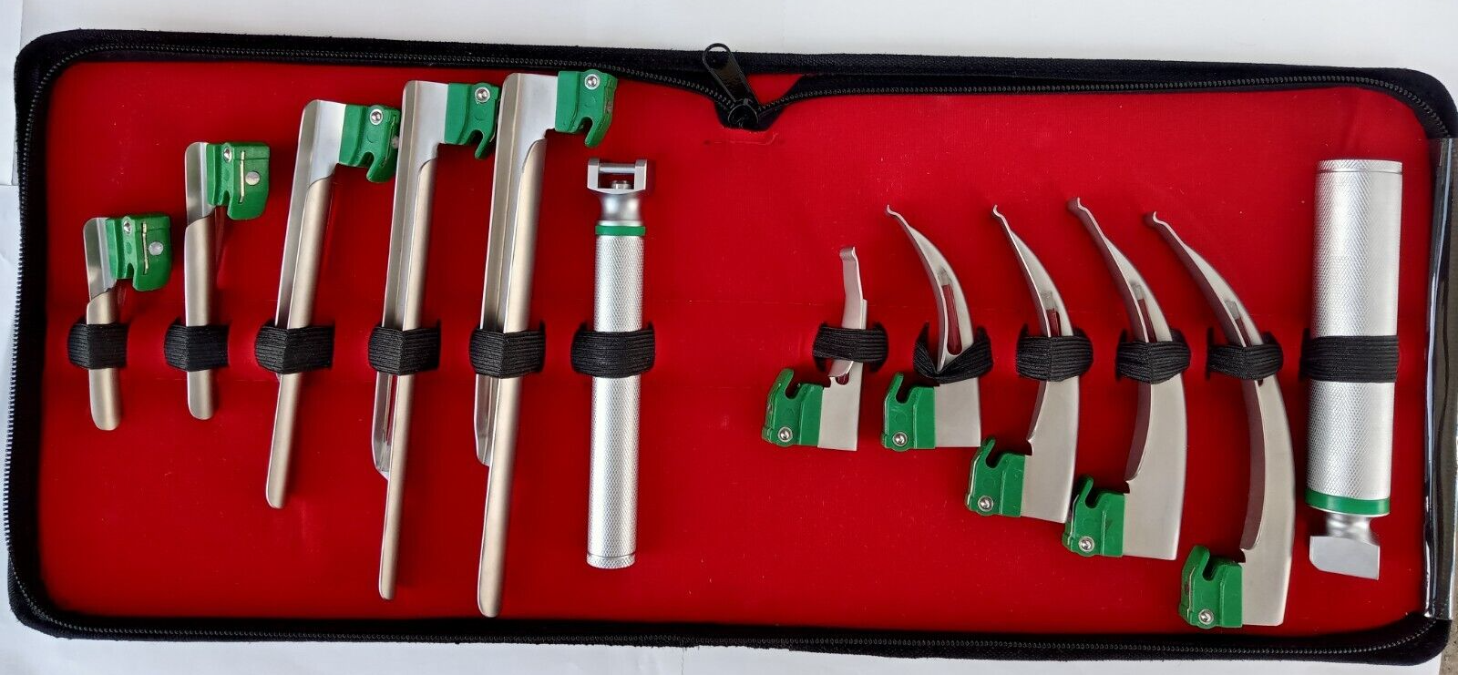 Intubation Fiber Optic Set 10 Blades 2 Battery Handle Anesthesia ...