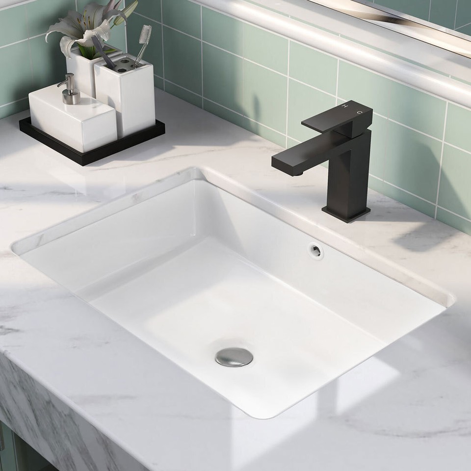 50CM Undermount Bathroom Sink Rectangle White Ceramic Under Counter ...
