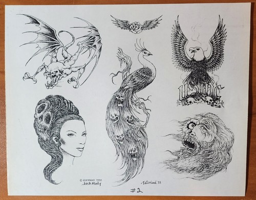 1988 VINTAGE Jack Rudy Traditional Tattoo Flash Sheet Tattooland Girl ...