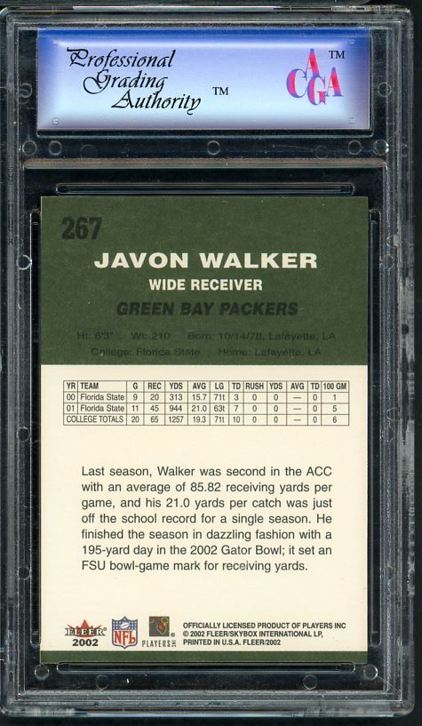 2002 FLEER #267 JAVON WALKER PACKERS PGA 10 418914 (KYCARDS) | eBay