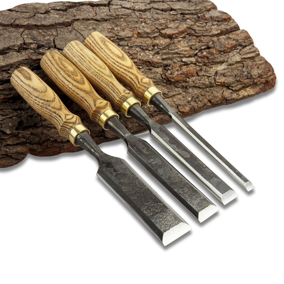 Wood Carving Chisels – Hand-Forged 52100 Steel Blades, Ash Handles ...