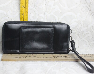 Leather Envelope Zipper Wallet | eBay