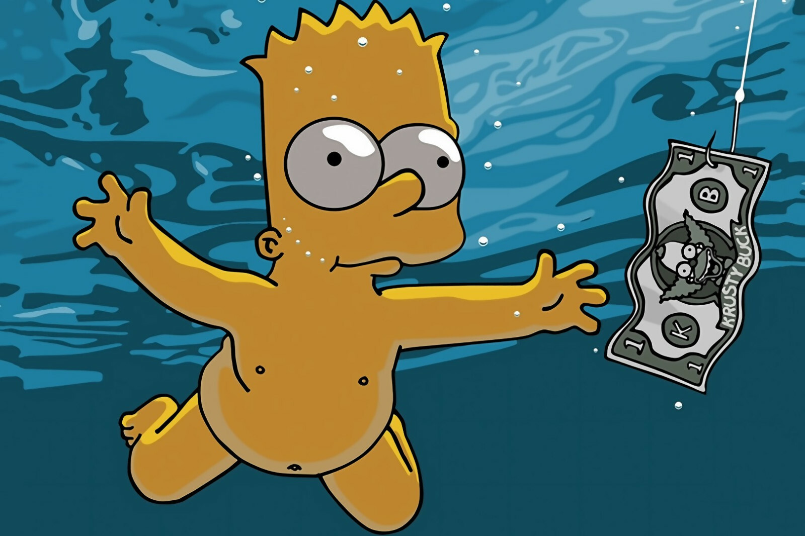 NEVERMIND SIMPSONS BABY BART SWIMING NIRVANA WALL ART PRINT PREMIUM ...