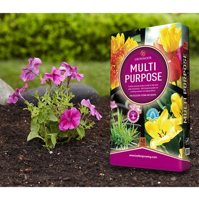 Growmoor Multi-Purpose Compost Flowers Garden Potting Soil 40L Bag ...