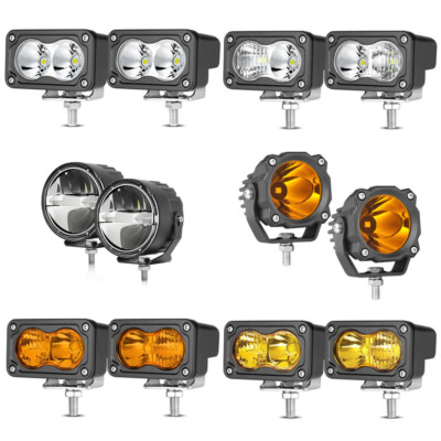 2X 3inch LED Cube Pods Work Light Bar Spot Driving Fog Amber White Lamp ...