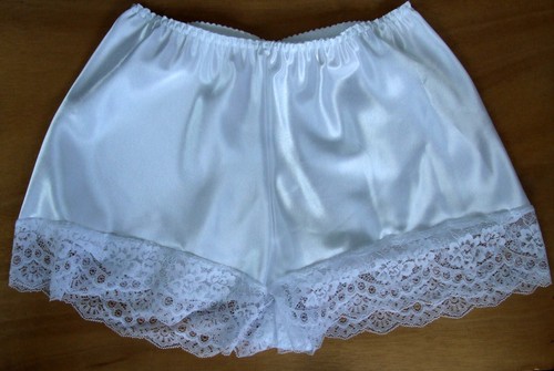 Satin Look size 10-12 French Knickers panties briefs floral lace leg ...