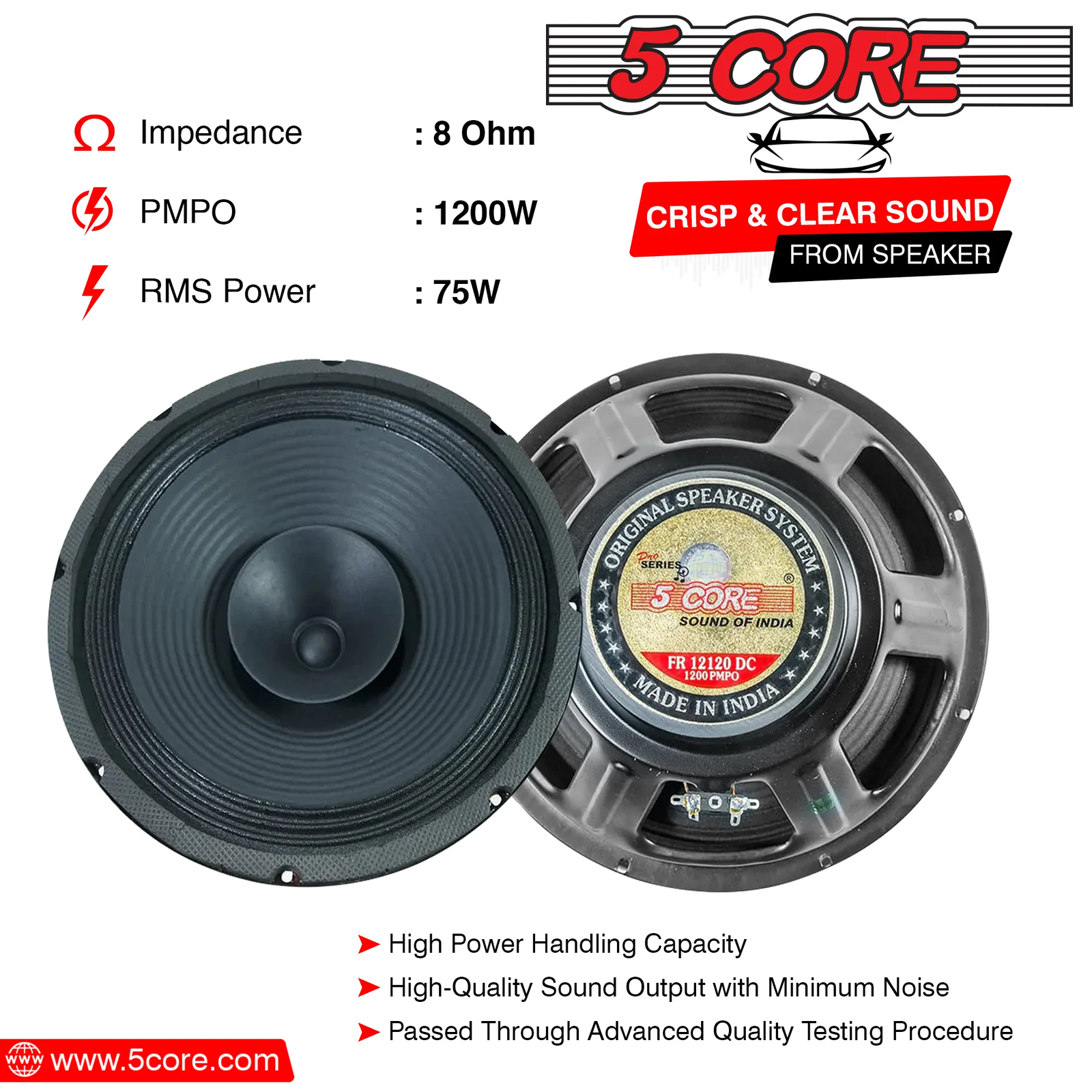 5 Core 12 Inch 1200W PMPO Guitar Amplifier Speaker Superior Guitar ...