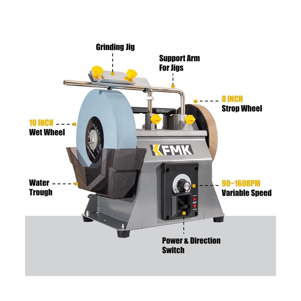 10 Inch Variable Speed Wet Sharpening System, 90-160RPM Wet Bench ...
