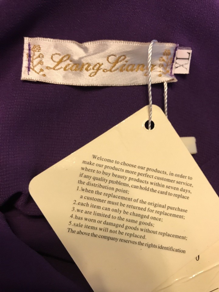 Liang Liang Ladies XL Faux Wrap Dress Purple Flowing Hem Cap Sleeves ...