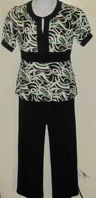 Perceptions misses sz 6P 6 Petite black comfy stretch pants & top set ...