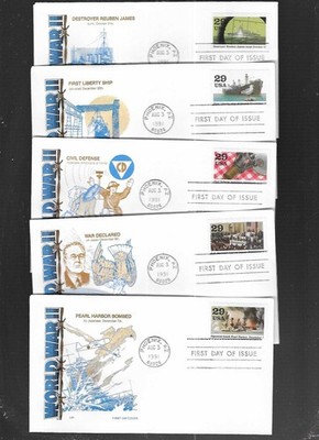 US FDC FIRST DAY COVERS WORLD WAR II 1941 1991 SET OF 10 BY FARNAM | eBay