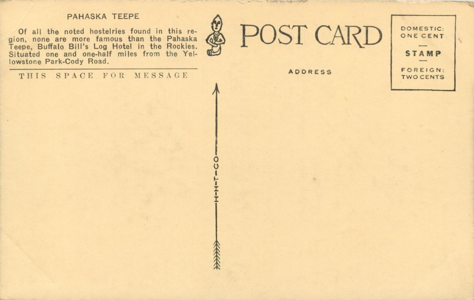 *RARE*, YELLOWSTONE POSTCARD, PAHASKA TEEPE LOG HOTEL, SEPIA TONE ...
