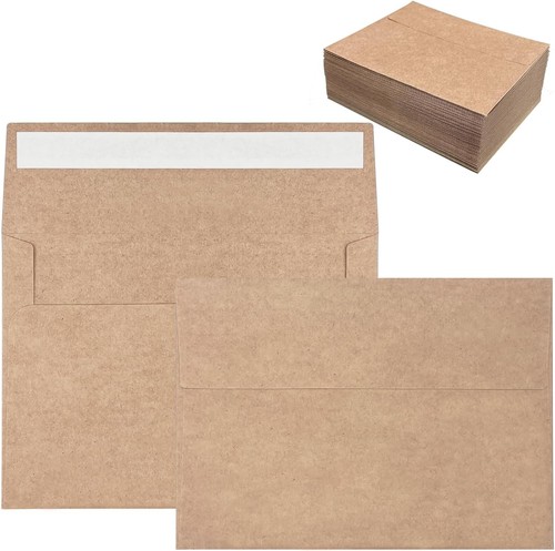 100 Pack 5x7 Envelopes for Invitations, A7 (5.25 x 7.25 Inches), Kraft ...