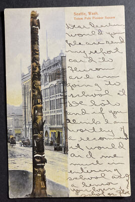 Seattle Wash Totem Pole Pioneer Square Washington printed 1903 ...
