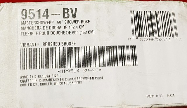 KOHLER K-9514-BV MasterShower 60-Inch Metal Shower Hose Vibrant Brushed ...