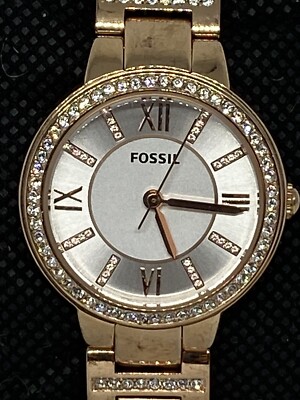 Fossil ES3284 Women's Gold Stainless Steel Analog Silver Dial Quartz ...
