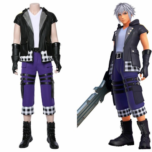 Kingdom Hearts III 3 Riku Outfit Uniform Cosplay Costume Coat Black ...