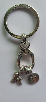 Brighton Silver Heart Charm Key Fob Ring w/ Decorative Charms: k ...