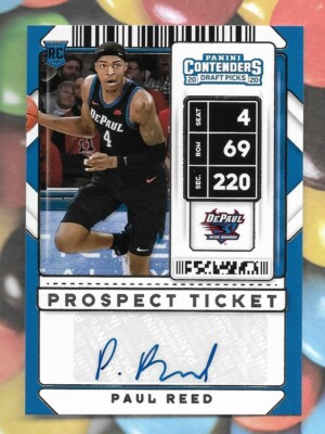 PAUL REED 2020-21 PANINI CONTENDERS ROOKIE AUTOGRAPH AUTO #4 DEPAUL | eBay