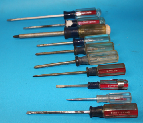 Vintage Mixed Lot Craftsman Screwdrivers Flat Slotted Phillips Mechanic ...