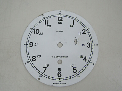 U.S. Government M. Low WW2 Naval Ship's 24 Hour Clock Dial S-F ...