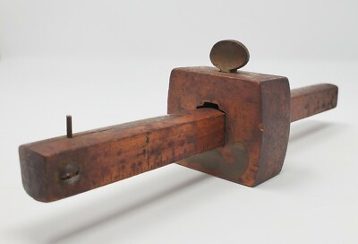 Vintage Marking Gauge, Wood & Brass, Scribe, Stem Marked to 6", Pat ...