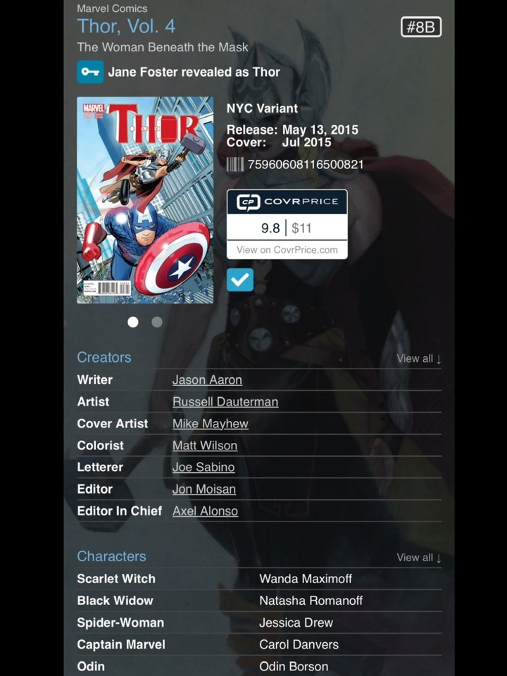 🔥THOR #8 NYC variant MIKE MAYHEW cover JANE FOSTER revealed as THOR ...