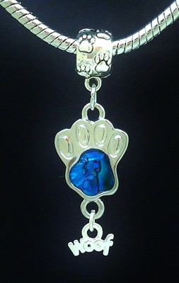 European Bead Blue Paw Woof Paua Shell Charm for European Style ...