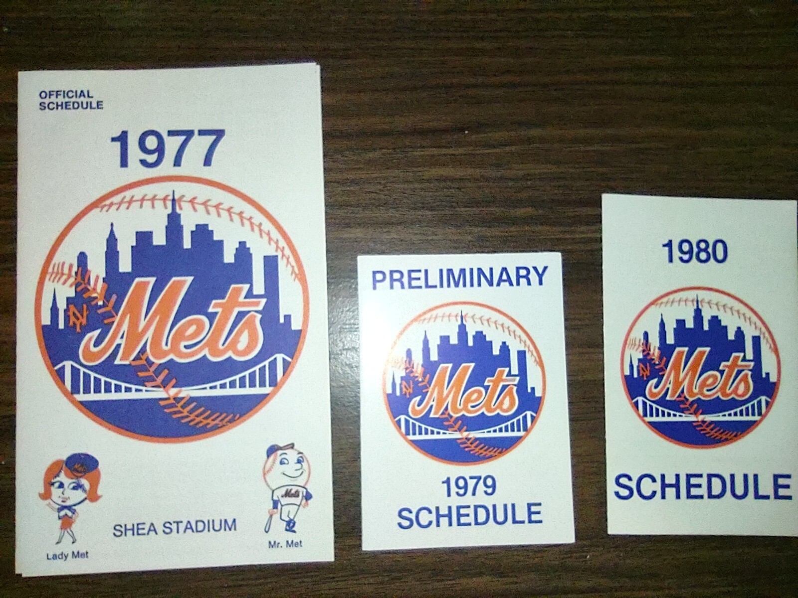 New York Mets 1977, 1979, 1980, Collection of Schedules SHEA STADIUM ...