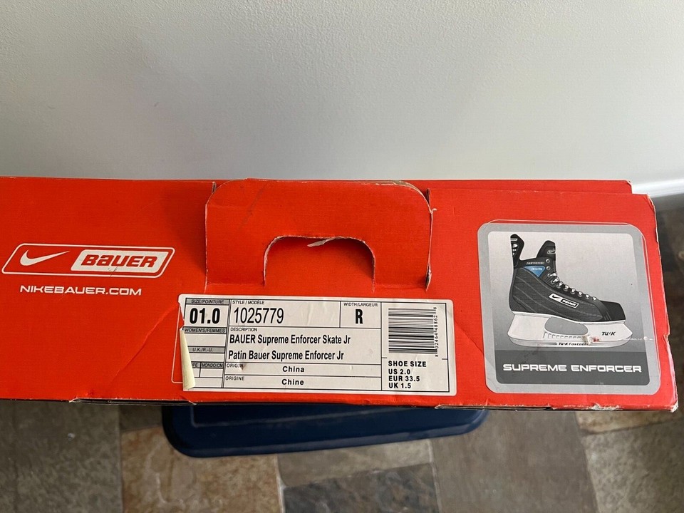 Nike Bauer Supreme Enforcer Hockey Skates Jr Size Womens US 2.0 | eBay